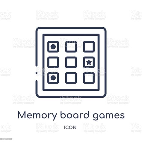 엔터테인먼트 개요 컬렉션에서 선형 메모리 보드 게임 아이콘입니다 얇은 라인 메모리 보드 게임 아이콘 흰색 배경에 고립입니다 메모리 보드 게임 유행 그림 0명에 대한 스톡
