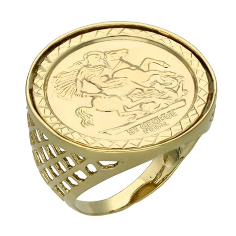 9ct Yellow Gold Mounted St George Coin Ring Miltons Diamonds