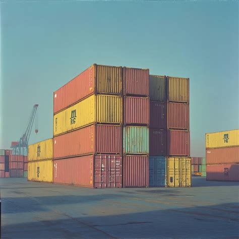 A Container Yard With Stacks Of Shipping Containers Awaiting Transport Premium Ai Generated Image