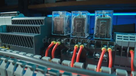 Relay With Electromagnetic Coils Of Direct And Alternating Current Red Wires With Yellow