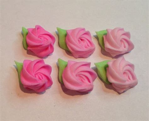 150 Mini Rosettes Three Shades Of Pink Royal Icing Flowers Etsy