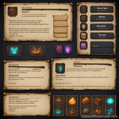 RPG Dungeon Dark Game Interface Design Stable Diffusion Online