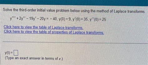 Solved Solve The Third Order Initial Value Problem Below