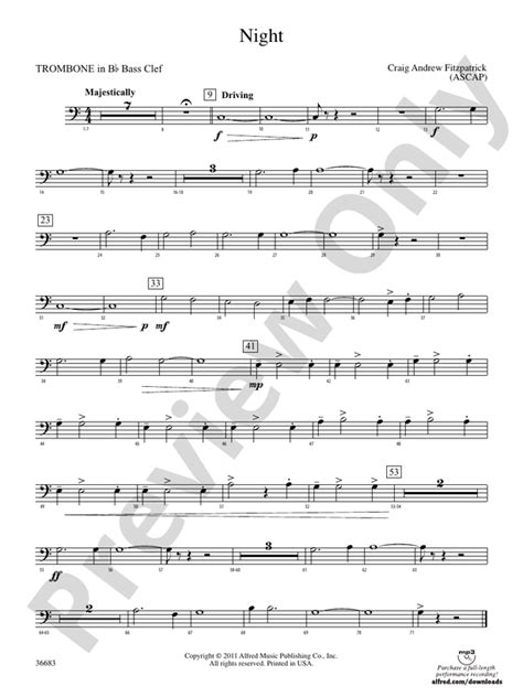 Night Wp 1st B Flat Trombone B C Wp 1st B Flat Trombone B C World Part Digital Sheet