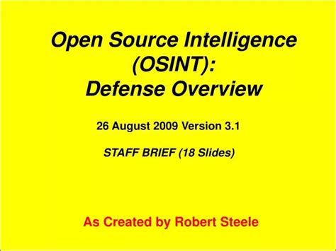 PPT - Open Source Intelligence (OSINT): Defense Overview PowerPoint Presentation - ID:6714289