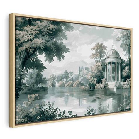 Tableau Vue Du Parc Et Du Lac Paysage Rétro Vintage En Vert Leroy Merlin