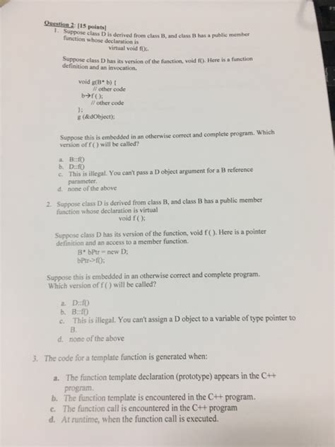 solved suppose class d is derived from class b and class b