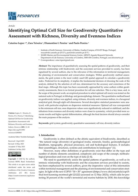 Pdf Identifying Optimal Cell Size For Geodiversity Quantitative Assessment With Richness
