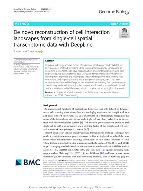 Pdf De Novo Reconstruction Of Cell Interaction Landscapes From Single Cell Spatial