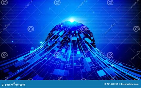 An Abstract Blue Background With Lines And Dots Generative Ai Stock