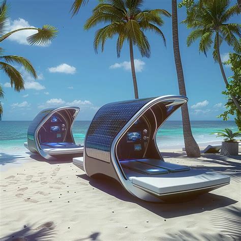 Solarpowered Beach A Futuristic Beach With Solarpowered Features