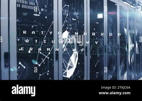 Animation Of Virtual Keyboard Plexus Networks And Light Spot Against