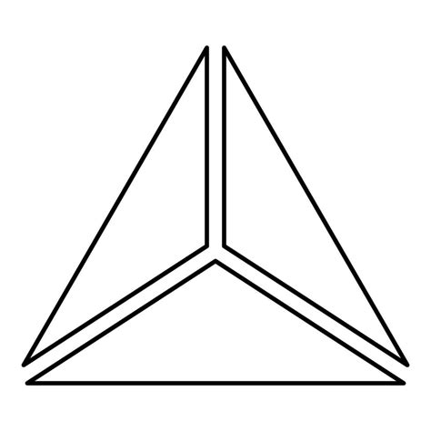 Pyramid Shape Triangle View From Above Sacred Geometry Contour Outline Line Icon Black Color