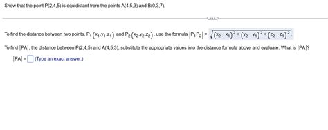 Solved To find the distance between two points, P1(x1,y1,z1) | Chegg.com