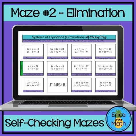 Solving Systems Of Equations Digital Activity Self Checking Maze Made
