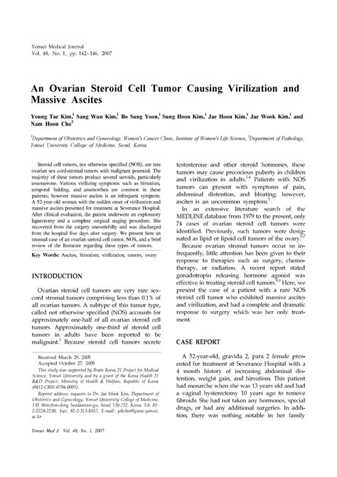 Pdf An Ovarian Steroid Cell Tumor Causing Virilization And Massive
