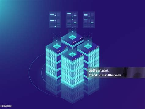 Isometric Server Room And Big Data Processing Concept Datacenter And Data Base Icon Digital