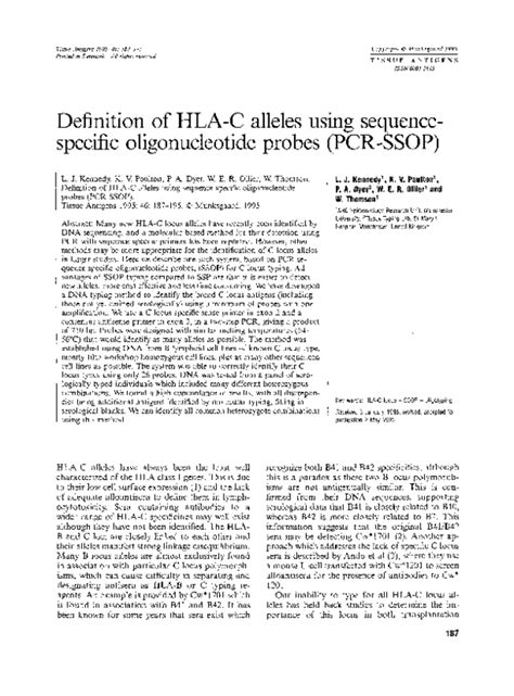 pdf definition of hla c alleles using sequence specific