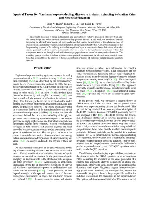 Spectral Theory For Non Linear Superconducting Microwave Systems Pdf