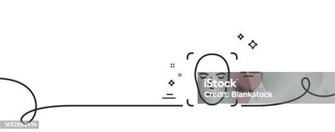 Face Detection Line Icon Head Recognition Sign Continuous Line With