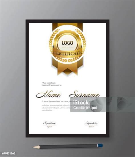 현대 황금 인증서 템플릿 A4 크기 졸업장 벡터 일러스트레이션 0명에 대한 스톡 벡터 아트 및 기타 이미지 0명 공란 금 금속 Istock