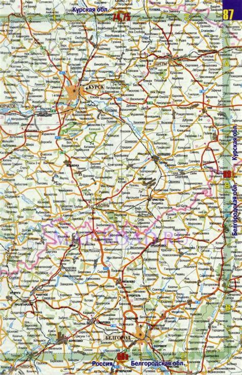 Подробная карта Белгородской области. Карта автомобильных дорог ...