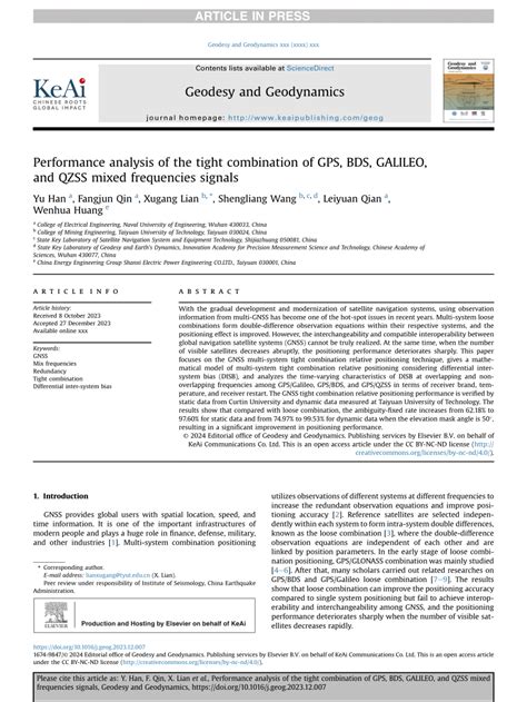 Pdf Performance Analysis Of The Tight Combination Of Gps Bds Galileo And Qzss Mixed