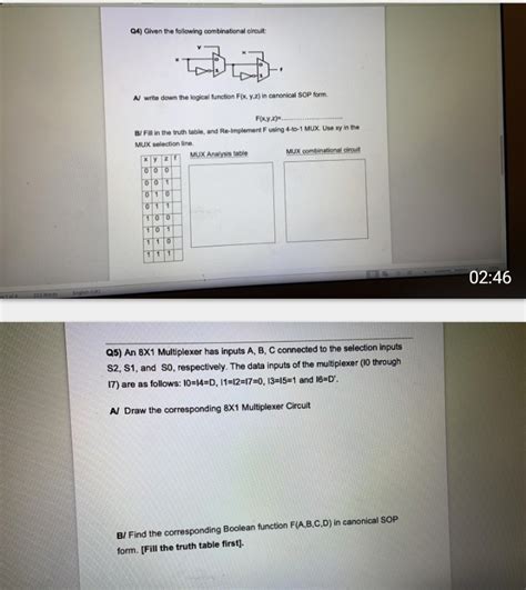 solved q4 given the following combinational circuit a