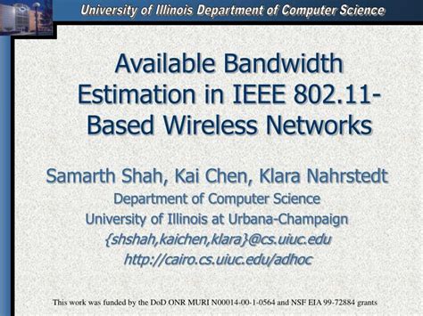 Ppt Available Bandwidth Estimation In Ieee Based Wireless Networks Powerpoint