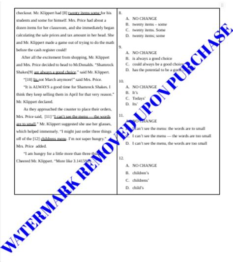 Psat Or Sat Style Grammar Assignment Works As A Review Or An Assessment