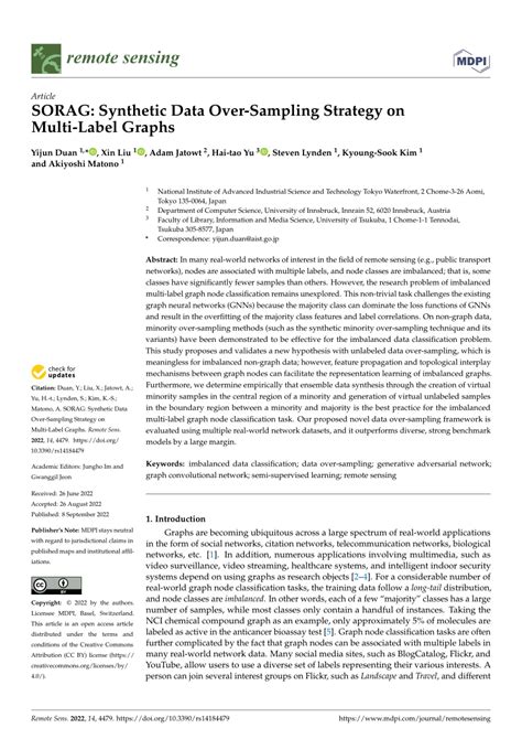 Pdf Sorag Synthetic Data Over Sampling Strategy On Multi Label Graphs