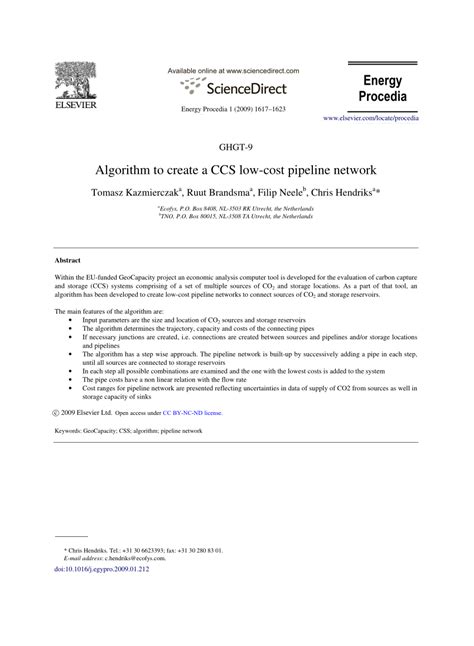 Pdf Algorithm To Create A Ccs Low Cost Pipeline Network