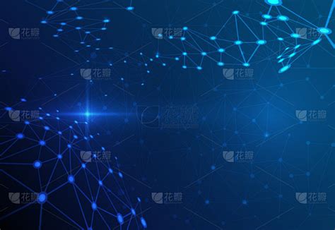 摘要深蓝色背景下的分子结构 通信的矢量图解 面向未来技术概念的网络