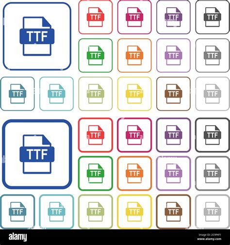 ttf file format color flat icons in rounded square frames thin and