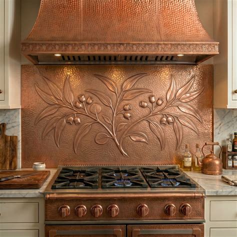 Eucalyptus Branch Copper Kitchen Backsplash Handmade Copper Stove