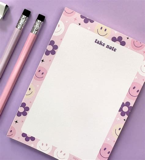 Happy Floral Notepad Small Retro Home Office Notes To Do Daily Weekly Etsy Note Pad