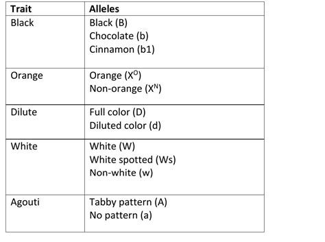 Solved \begin{tabular}{|l|l|} \hline Trait & Alleles \\ | Chegg.com
