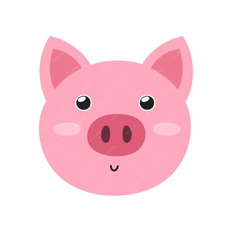 Premium Vector Cute Pig Face In Cartoon Style Farm Character Head