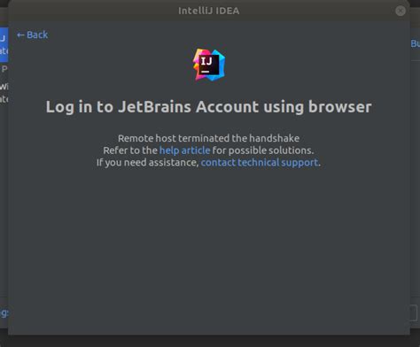 unable to log in to the accout in intellij idea ultimate ides support