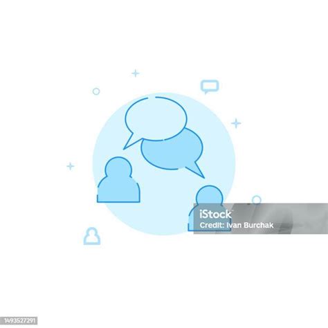 플랫 벡터 아이콘에 대해 이야기하는 두 명의 사용자 채워진 선 스타일입니다 블루 모노크롬 디자인 편집 가능한 획 2명에 대한 스톡 벡터 아트 및 기타 이미지 Istock