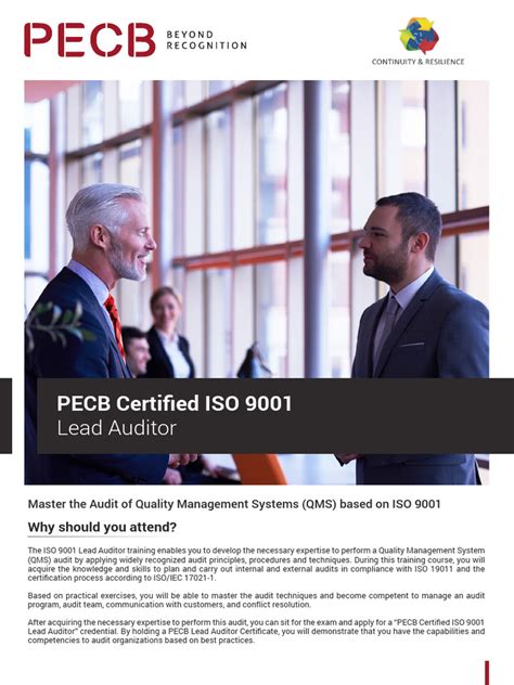 Pecb Certified Iso 9001 Qms Lead Auditor Pdf Iso 9000 Audit