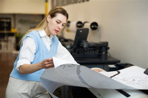Printer Checking A Print Run Stock Image Image Of Worker Magazine 9039083