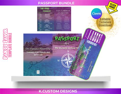 Digital Passport Activity Booklet Editable Canva Templates K Custom