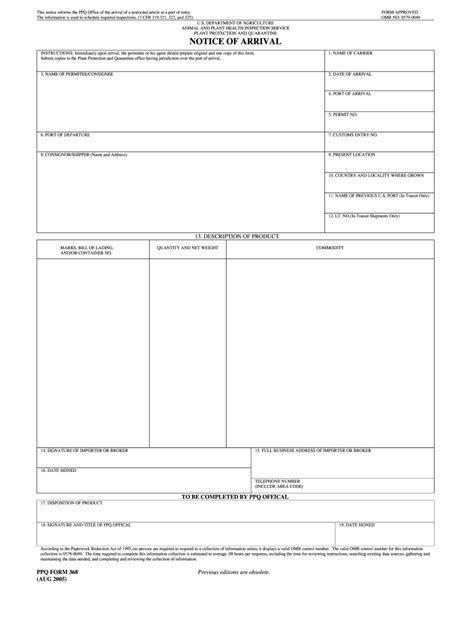 Usda Ppq Form 368 2005 Fill And Sign Printable Template Online Us