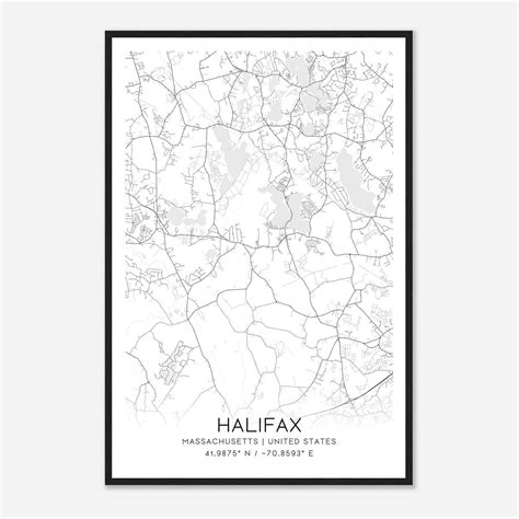 Halifax Massachusetts Map Poster Modern Home Decor Wall Art Print