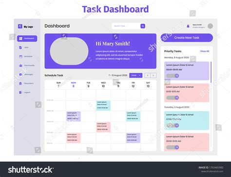 Mytask Dashboard Ui Kit Suitable Task Stock Vector Royalty Free