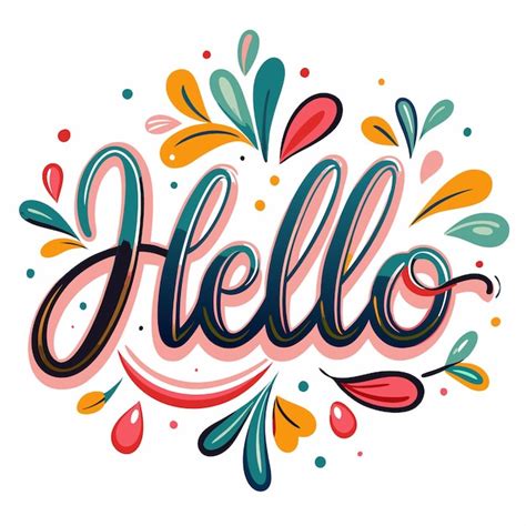 Colorful Hello Word With Floral Elements Premium Ai Generated Vector