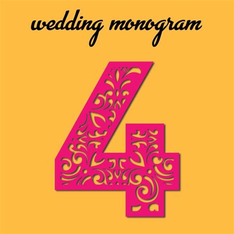 Premium Vector A Pink And Yellow Wedding Monogram With The Number 4