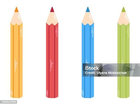 벡터 귀여운 연필입니다 어린이를 위한 학용품 색연필 세트 학교로 돌아 가기 가을에 대한 스톡 벡터 아트 및 기타 이미지 가을