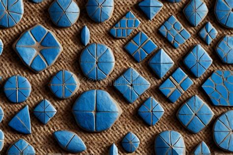 A Seamless Blend Of Vibrant Blue Geometric Shapes With The Natural Texture Generative Using Ai